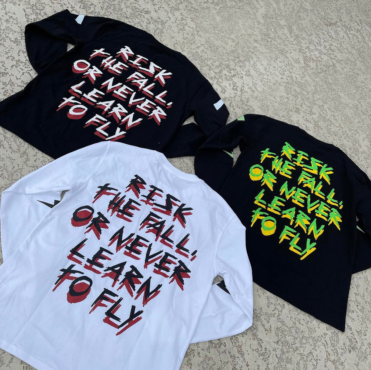'LEARN TO FLY' LONG SLEEVE SHIRT (BLACK+WHITE/RED) – UPPROVE